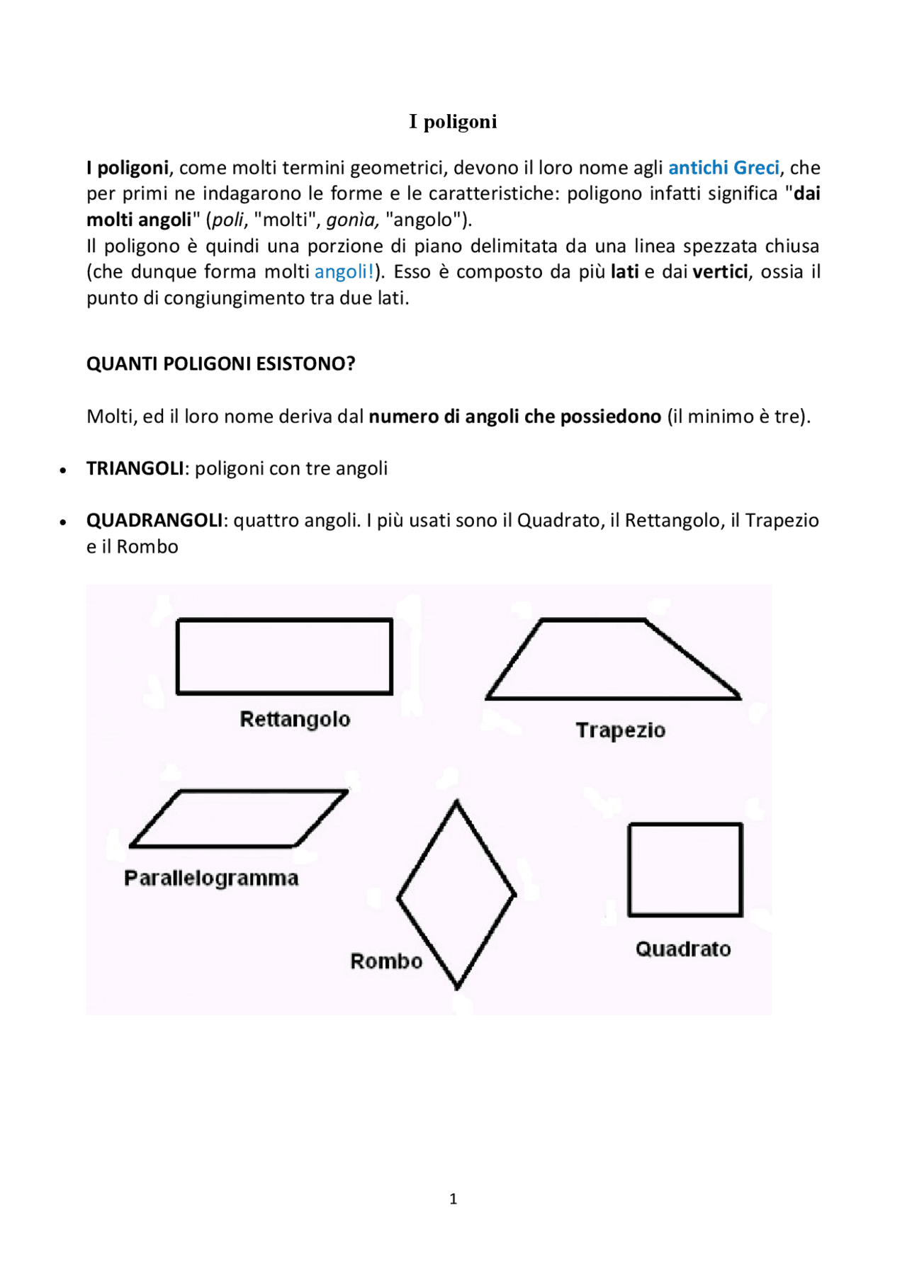 Poligoni spiegazione e formule - Docsity