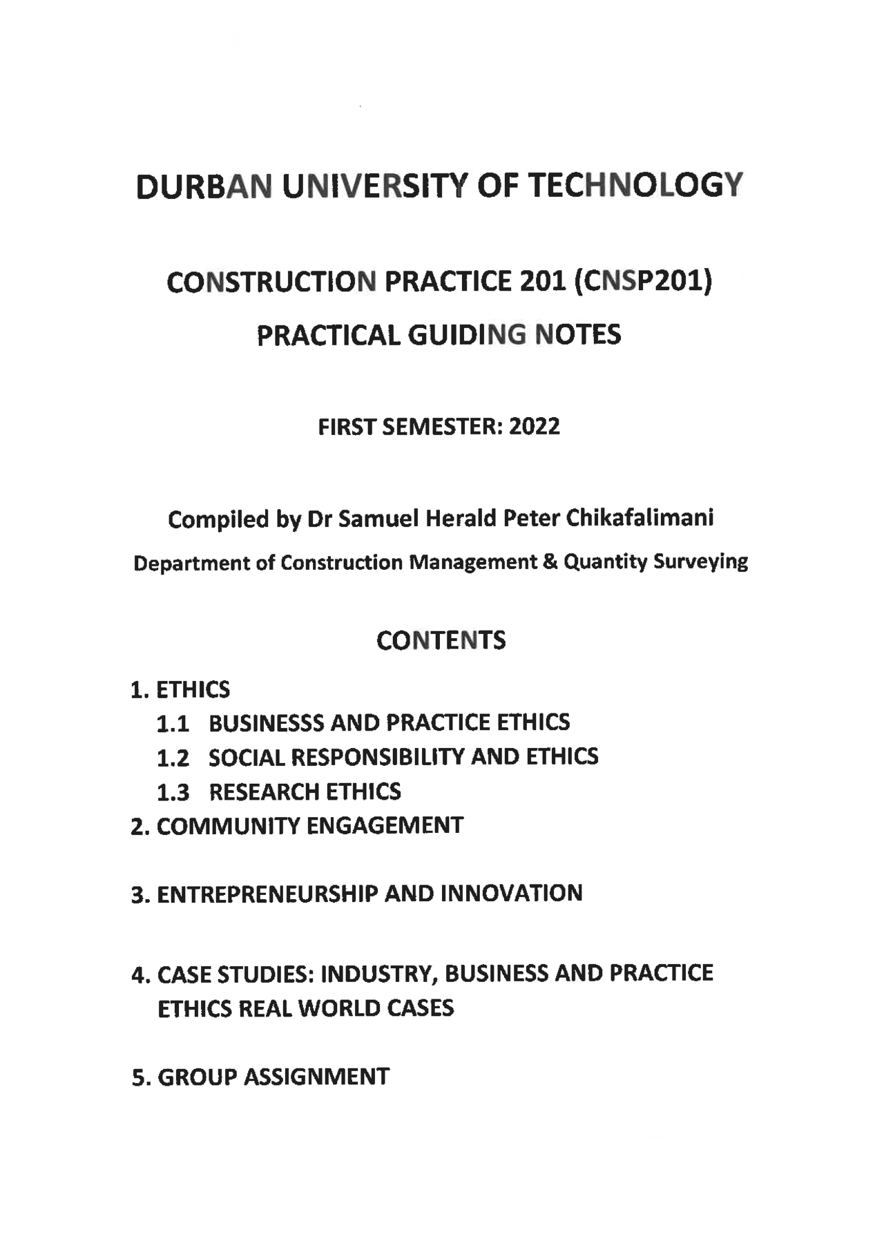 Construction Practice Practical Notes Docsity