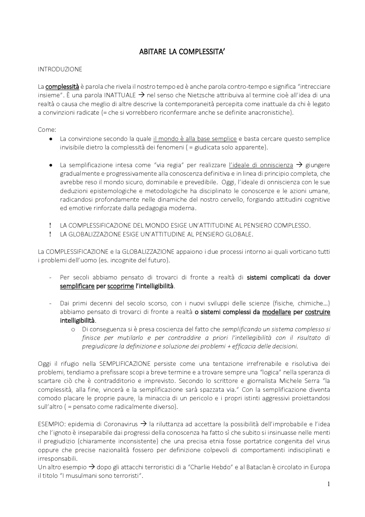 Abitare La Complessità Docsity