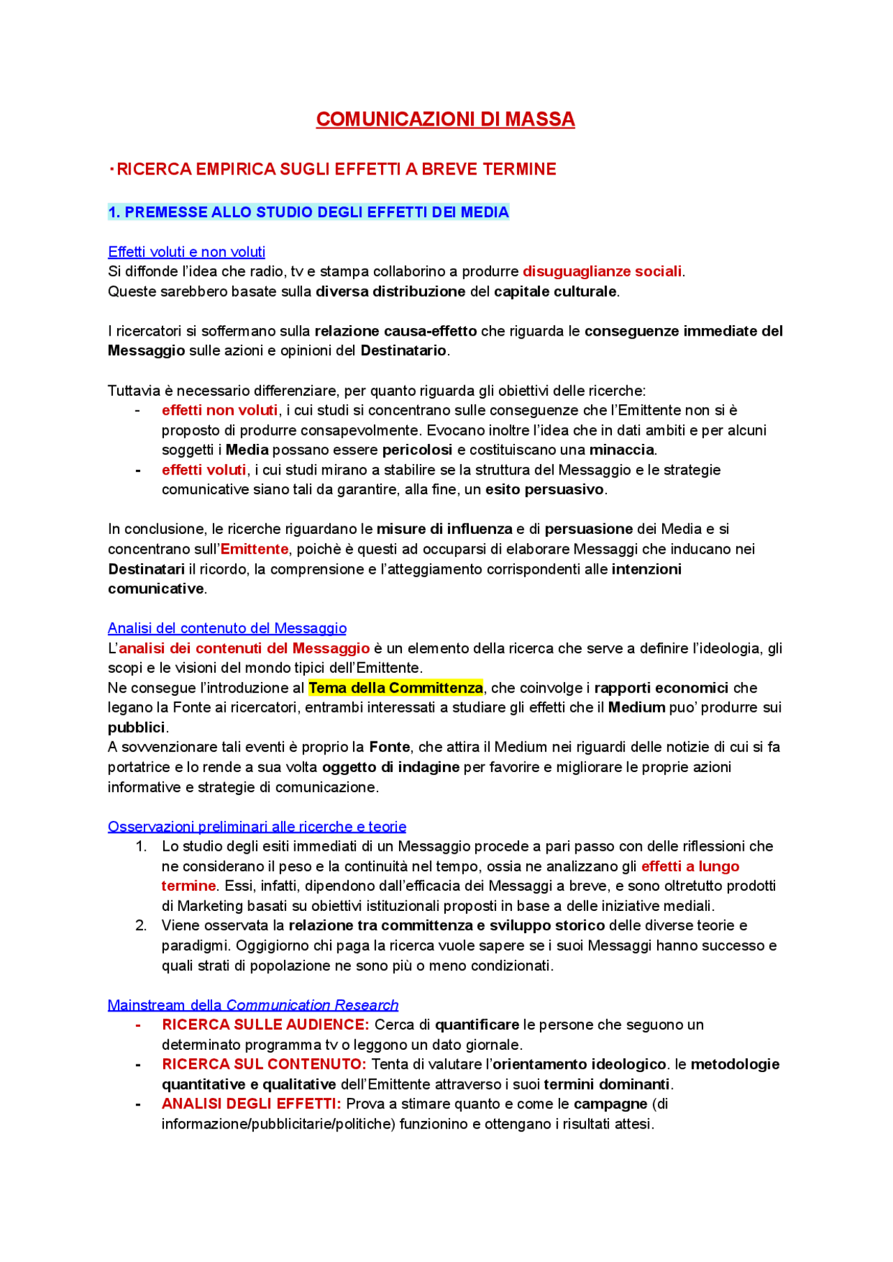 Comunicazioni Di Massa Docsity