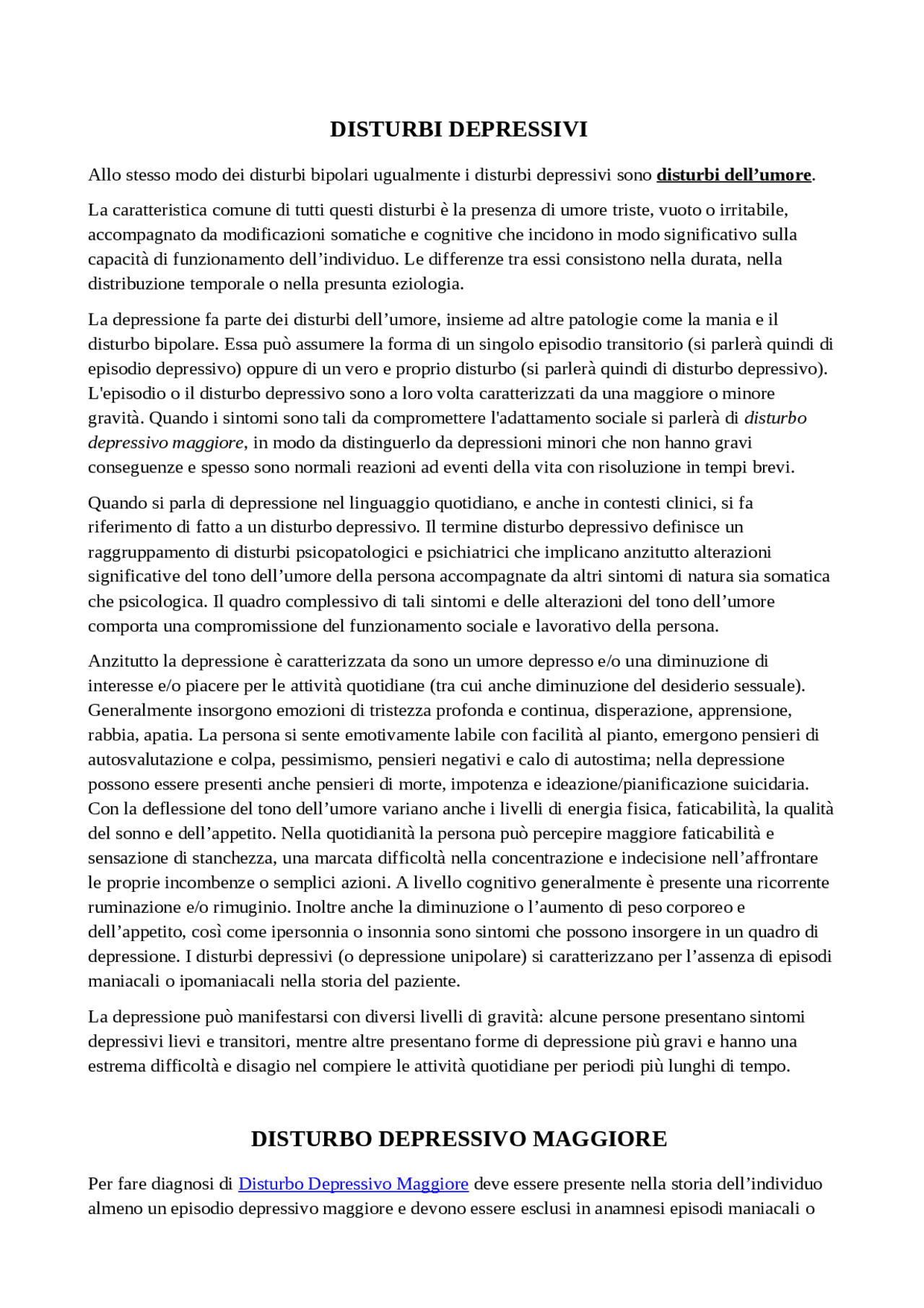 Appunti Dsm V Disturbo Depressivo Docsity