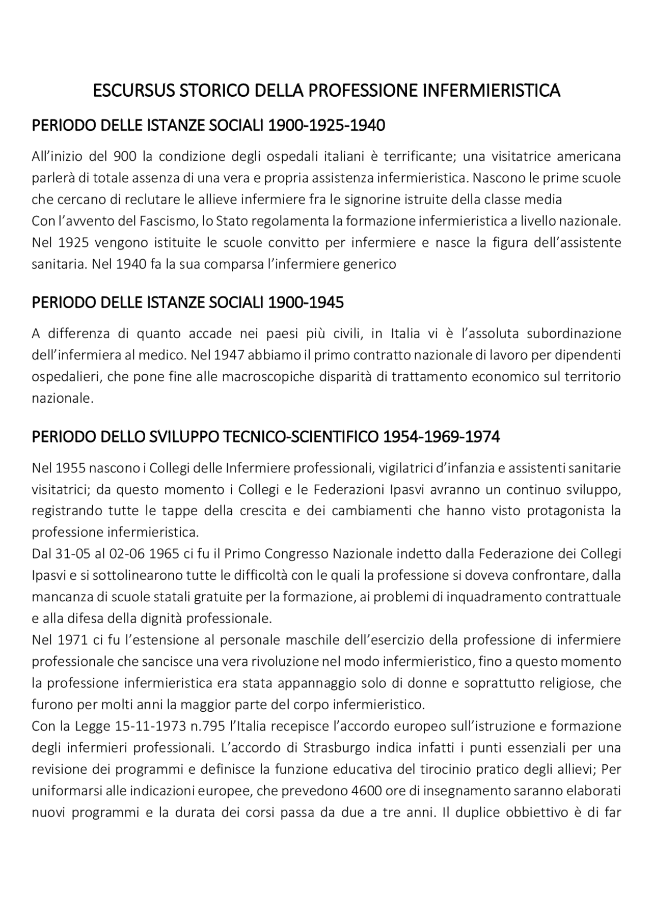 Principi Di Assistenza Infermieristica Escursus Storico Della Prof