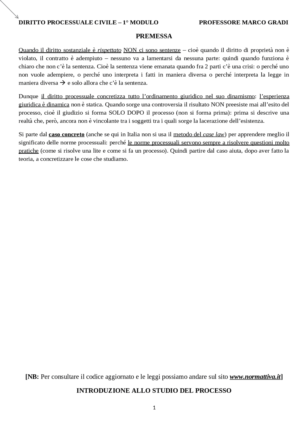 Diritto Processuale Civile Primo Modulo Completo Unime Docsity