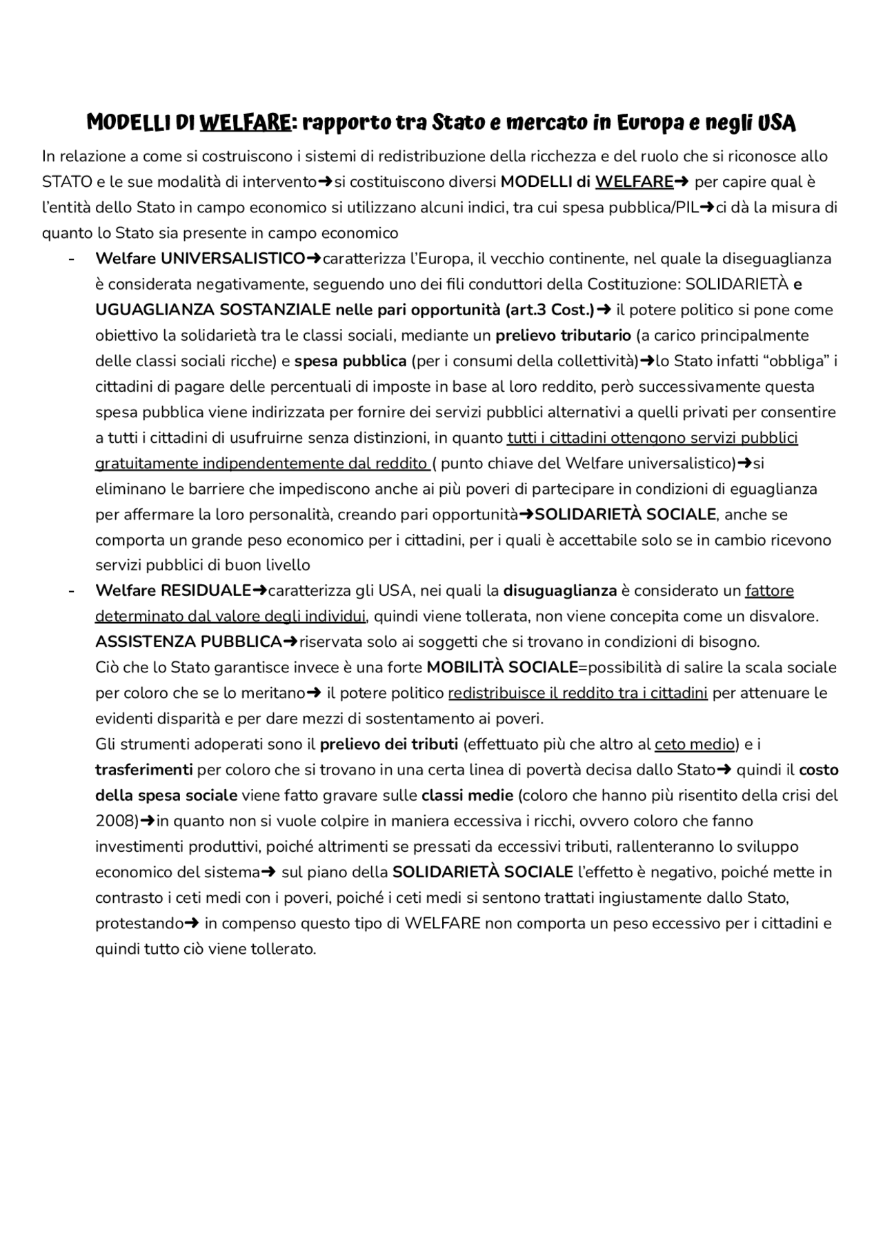 I Tipi Di Welfare State Docsity