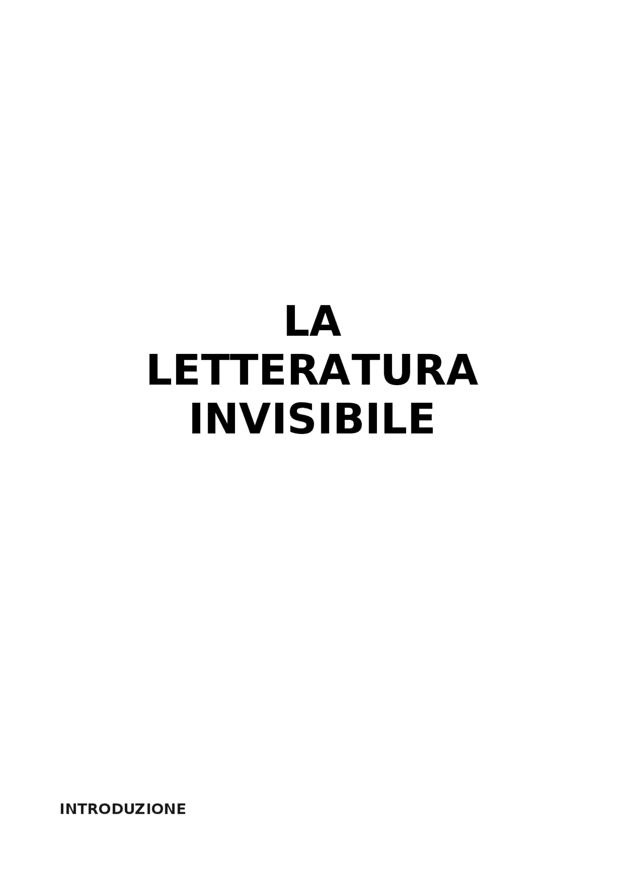 La Letteratura Invisibile Docsity