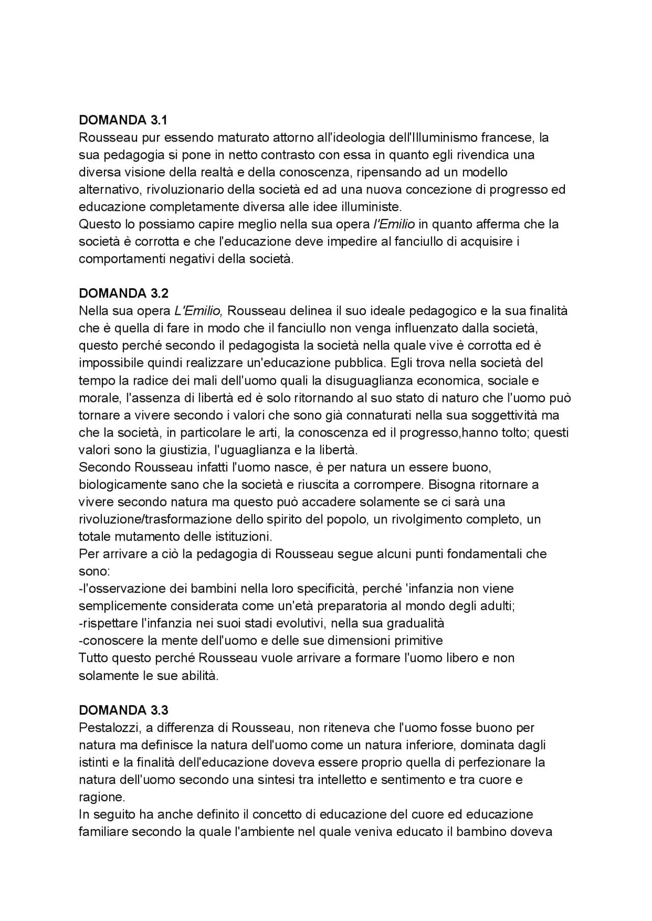 Risposte domande pedagogia generale modulo 3 | Esercizi di Pedagogia | Docsity