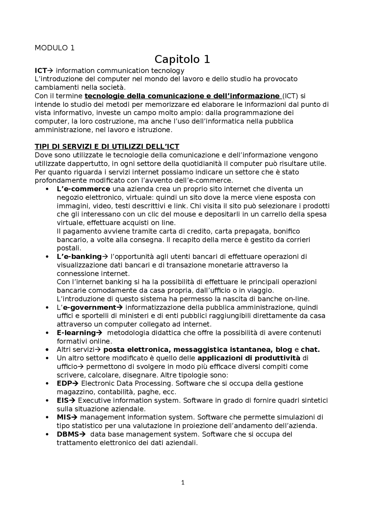 Slide Primo Modulo Informatica Generale Docsity
