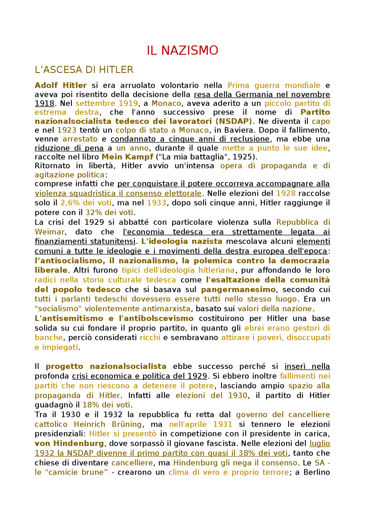 Il Nazismo E Il Carisma Di Hitler Apuntes De Historia Docsity