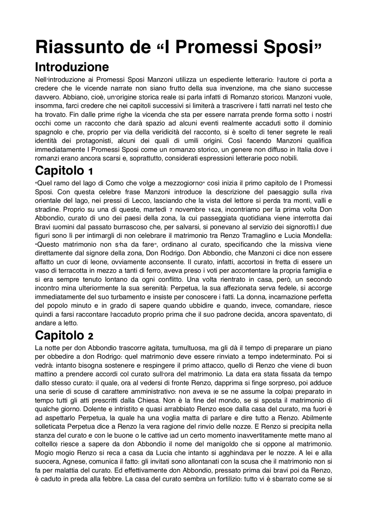 Riassunti Capitoli Promessi Sposi Schemi E Mappe Concettuali Di