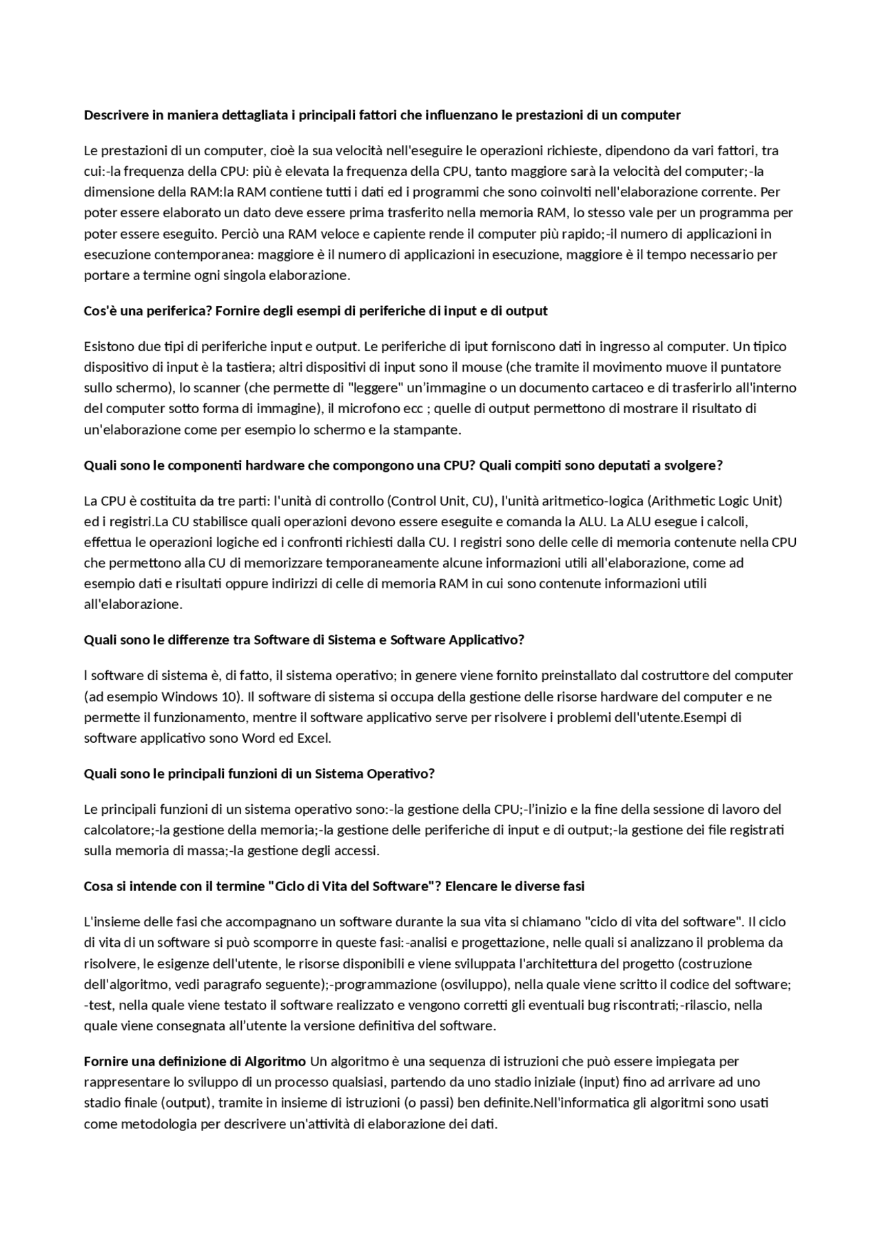 Paniere Domande Aperte Abilità Informatiche Prof Botteri Panieri