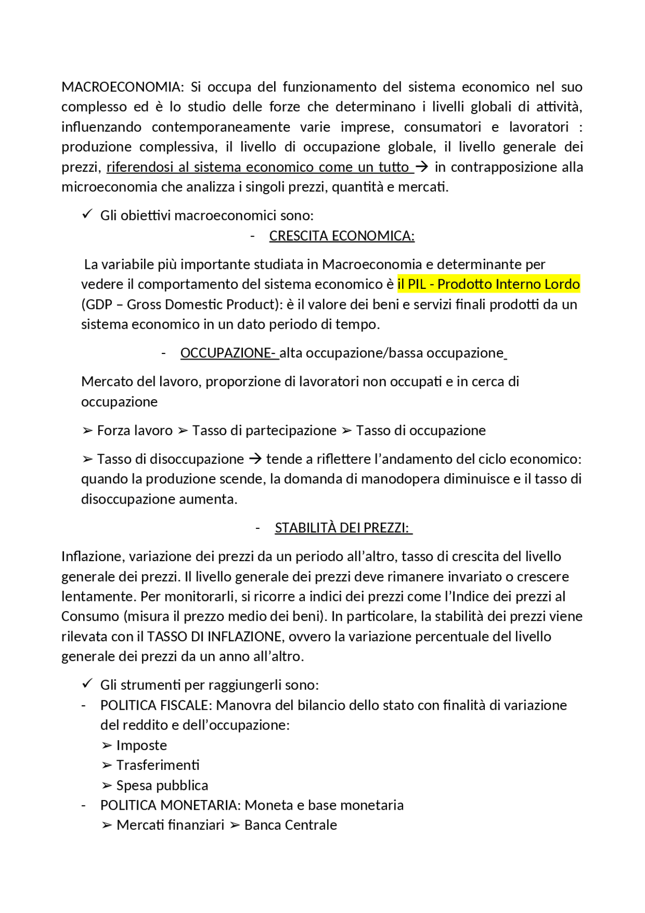 Parte Di Macroeconomia Docsity