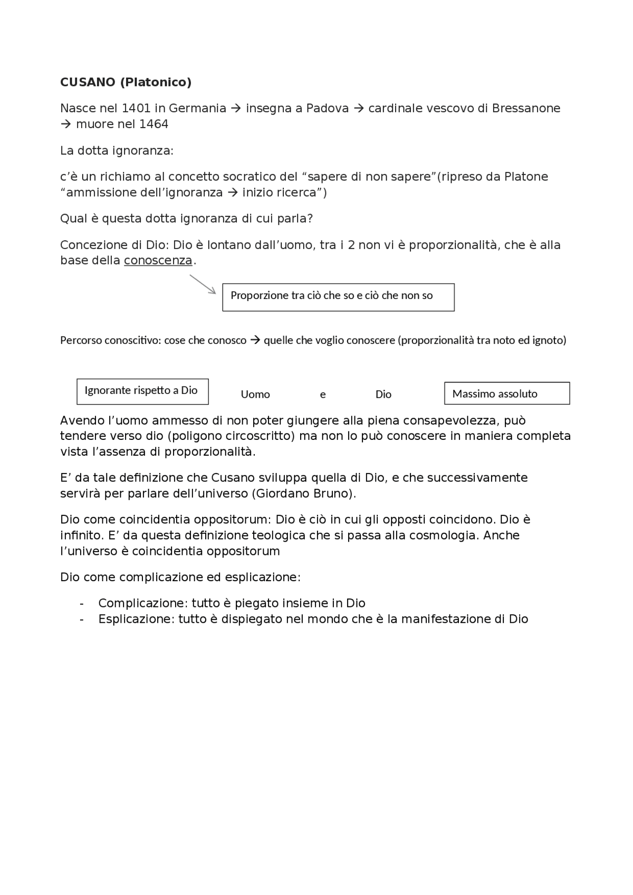 Cusano E La Religione Docsity
