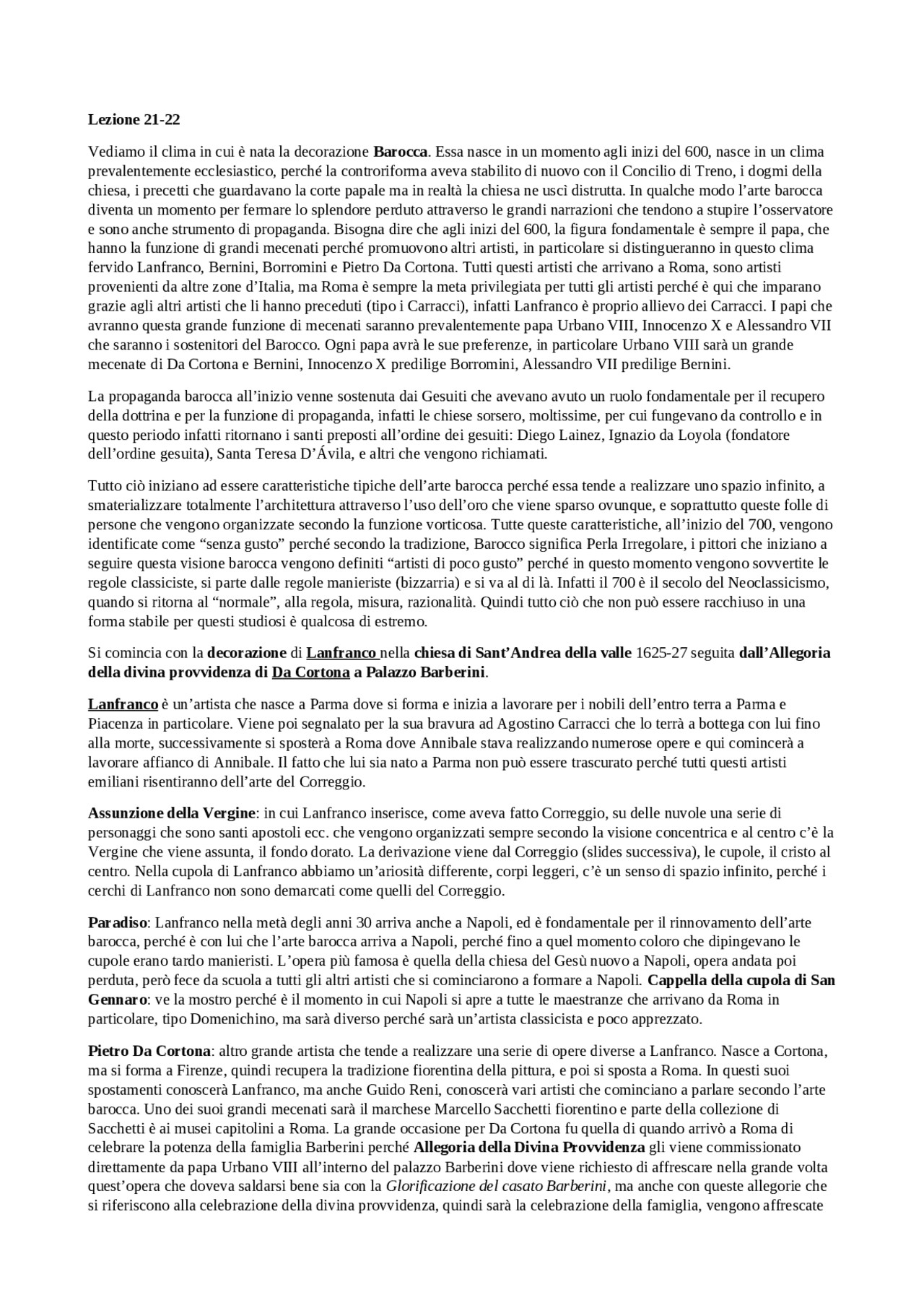 Il Barocco E Il Rococò Docsity