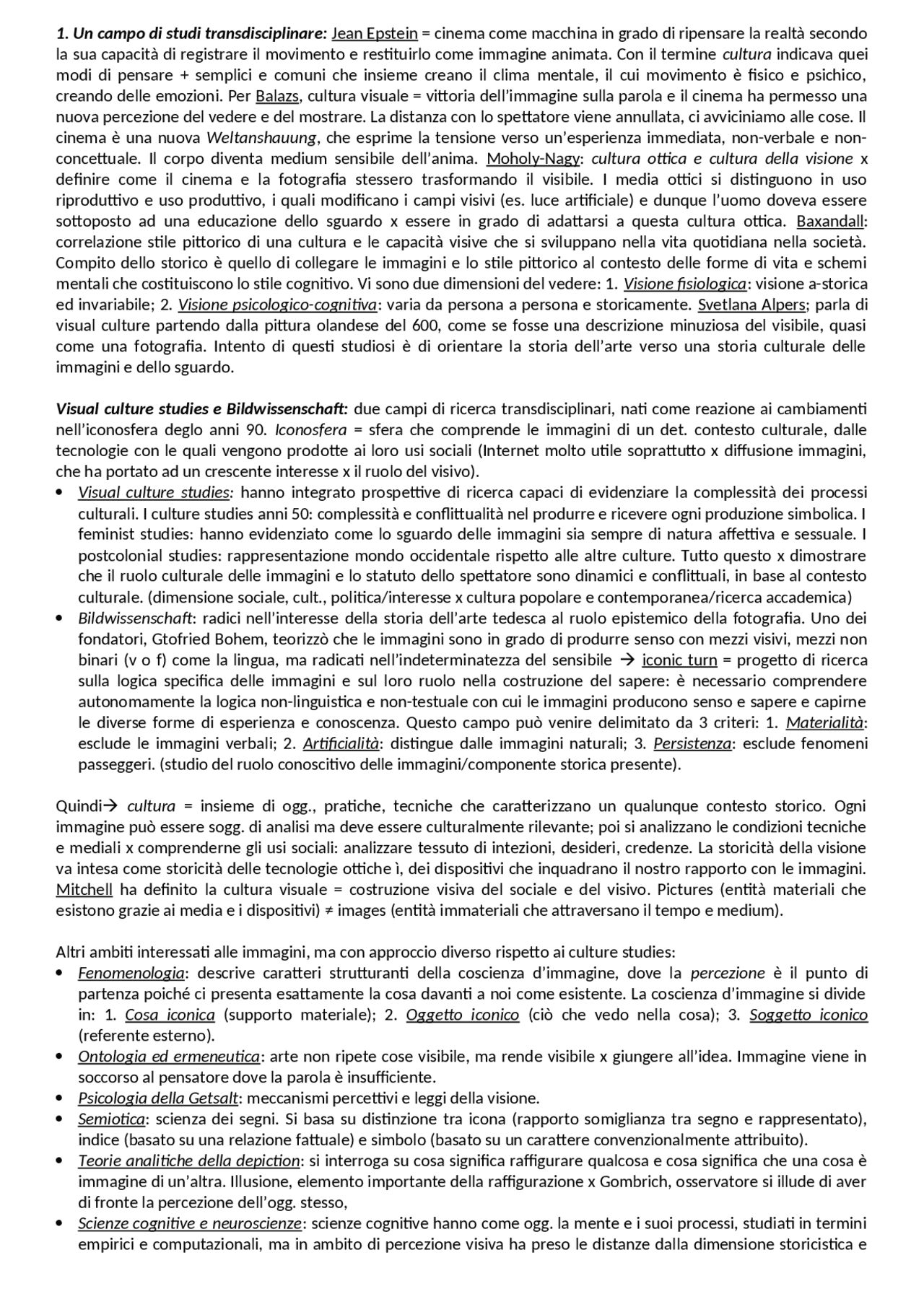Cultura Visuale Riassunti Docsity