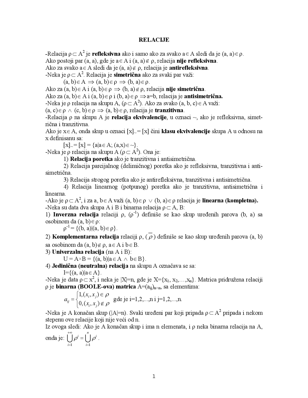Teorija iz matematike koja je diskretna | Vežbe' predlog Matematika - Docsity