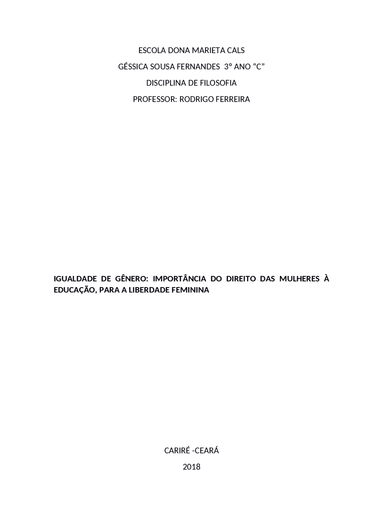 Igualdade De GÊnero Docsity