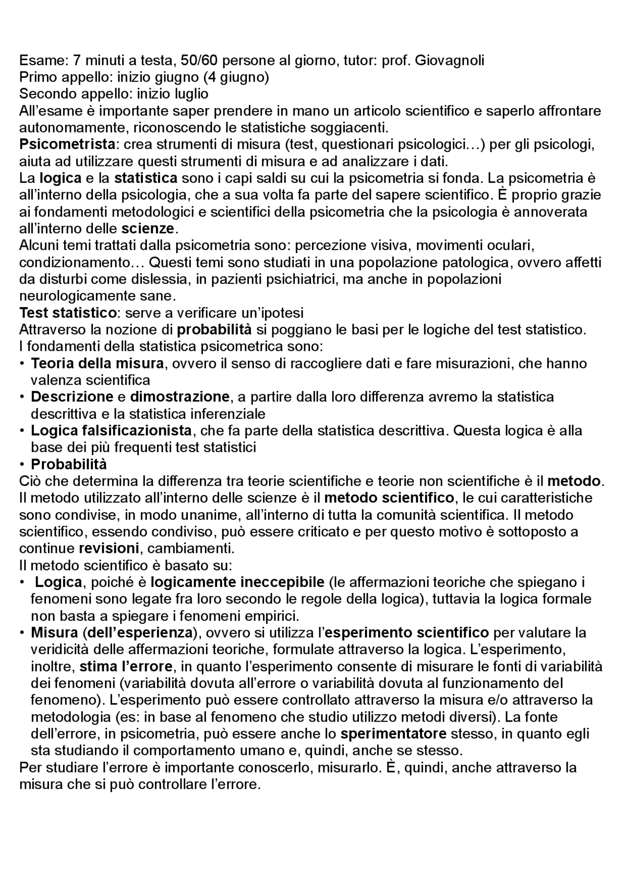Appunti Statistica Psicometrica Benassi Appunti Di Statistica