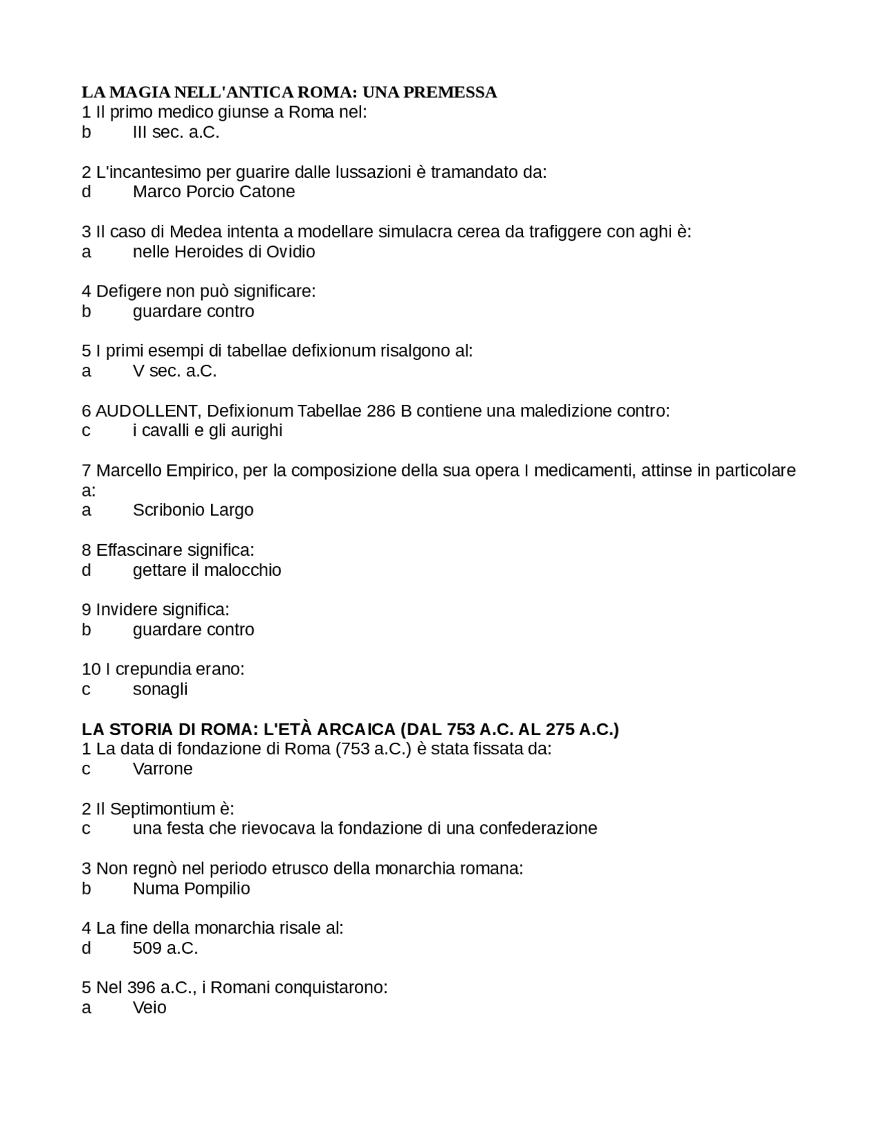 Domande Esame Di Latino Docsity