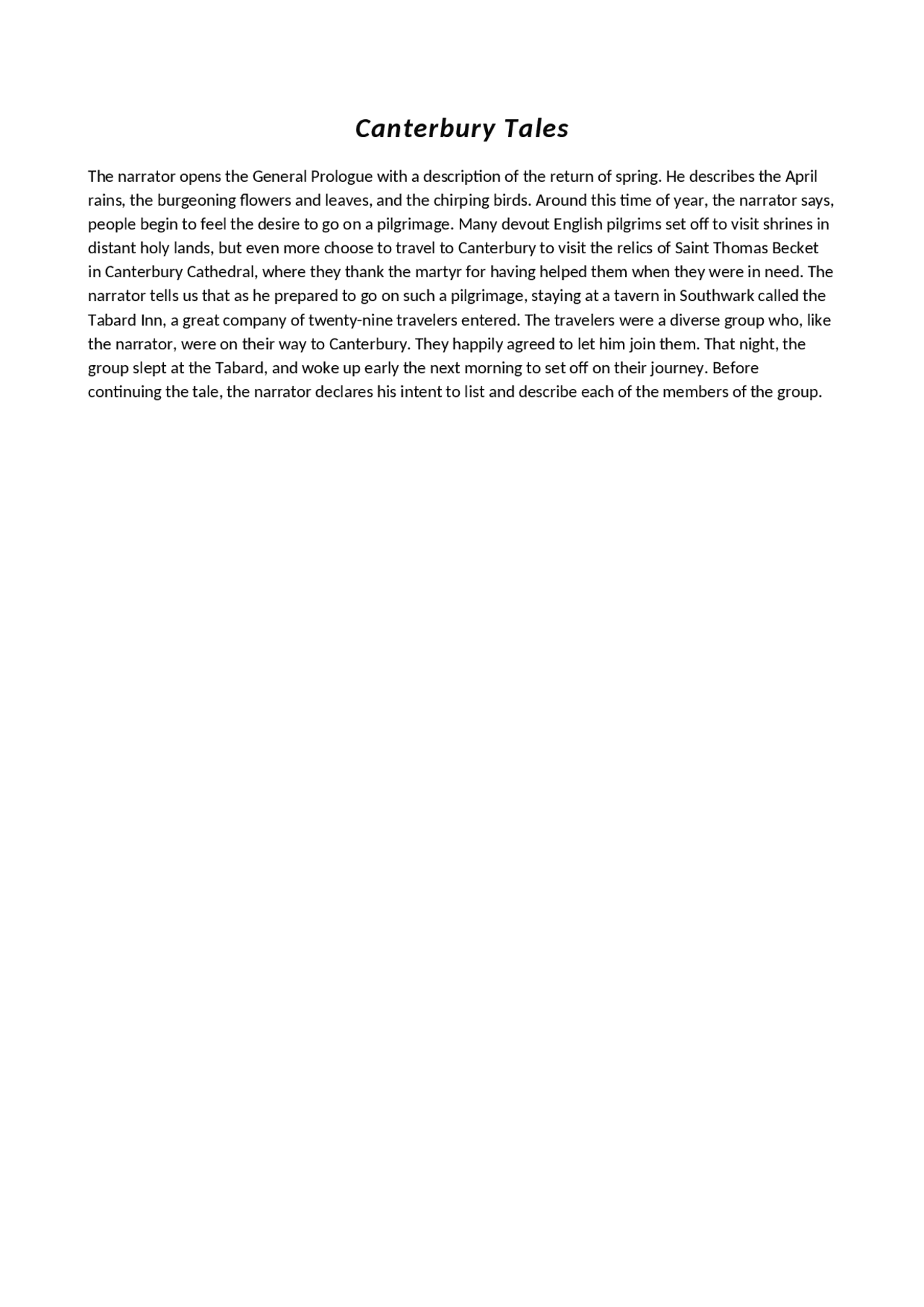 Canterbury tales - Docsity