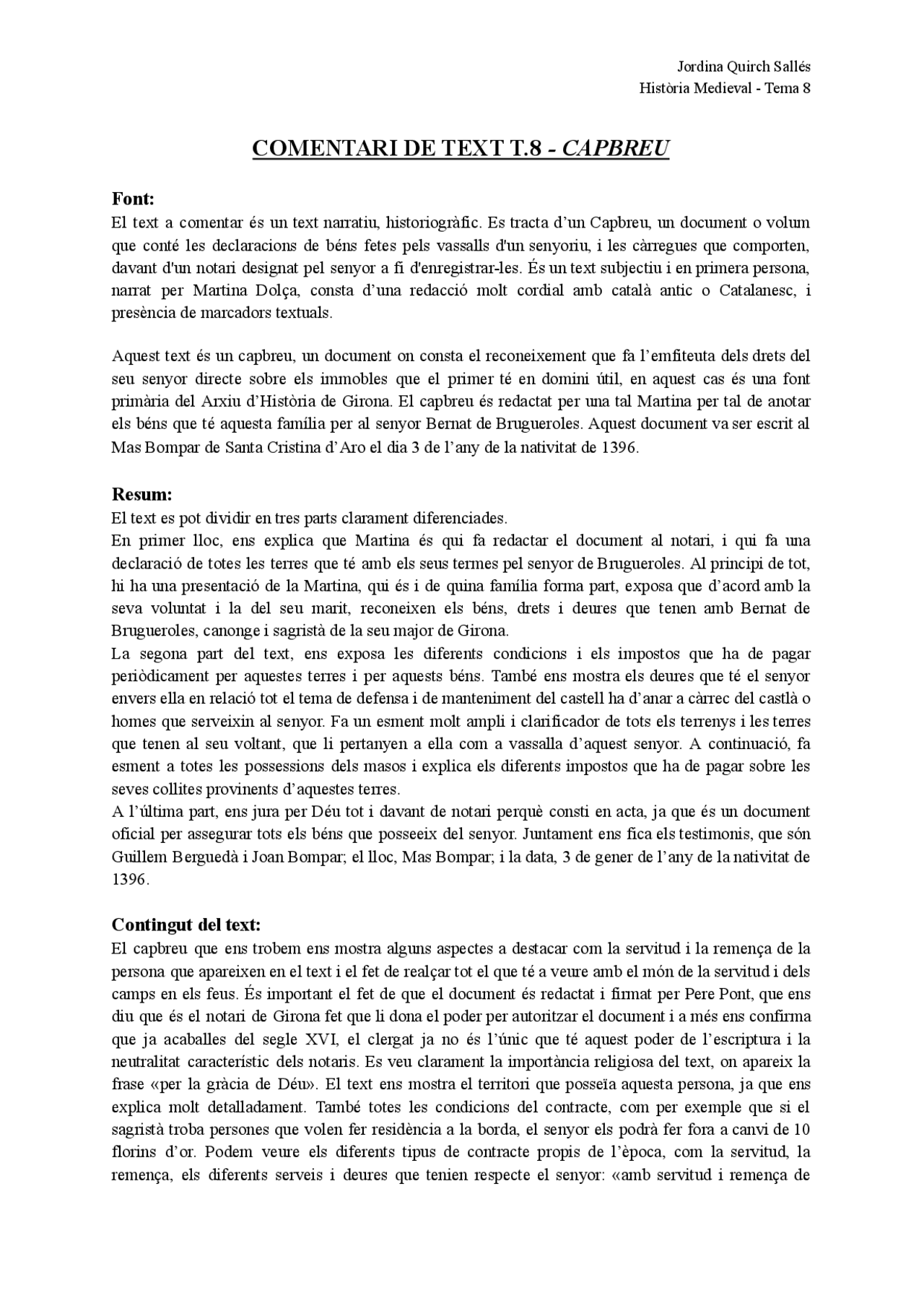 Comentari De Text De Historia Medieval Apuntes De Literatura Medieval