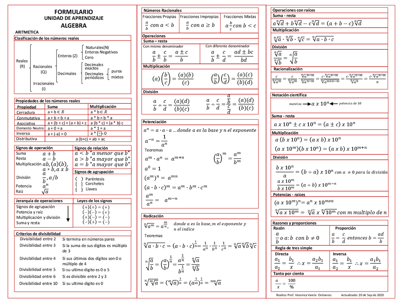 Es Un Formulario De Matemáticas Docsity