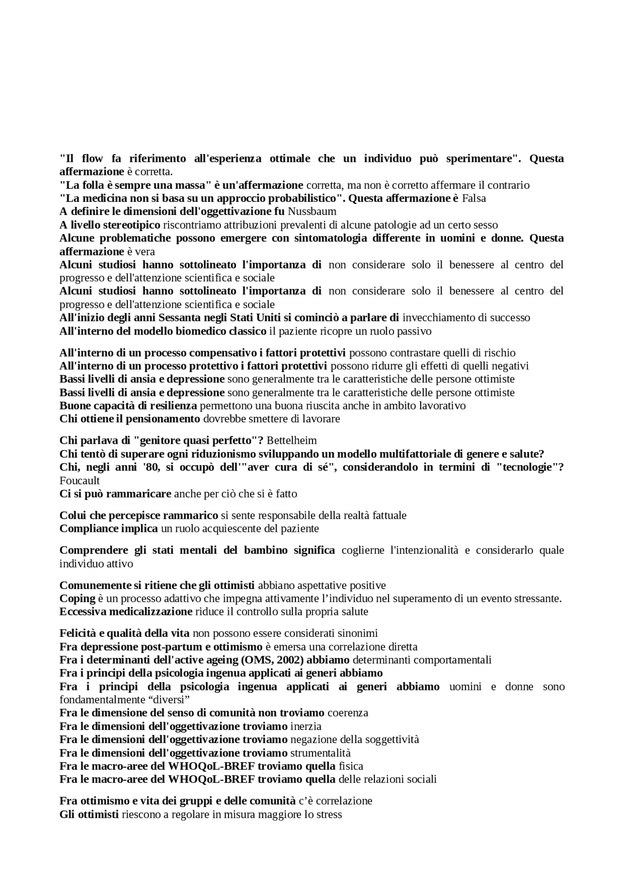 Psicologia Sociale Della Salute E Della Qualità Della Vita Docsity