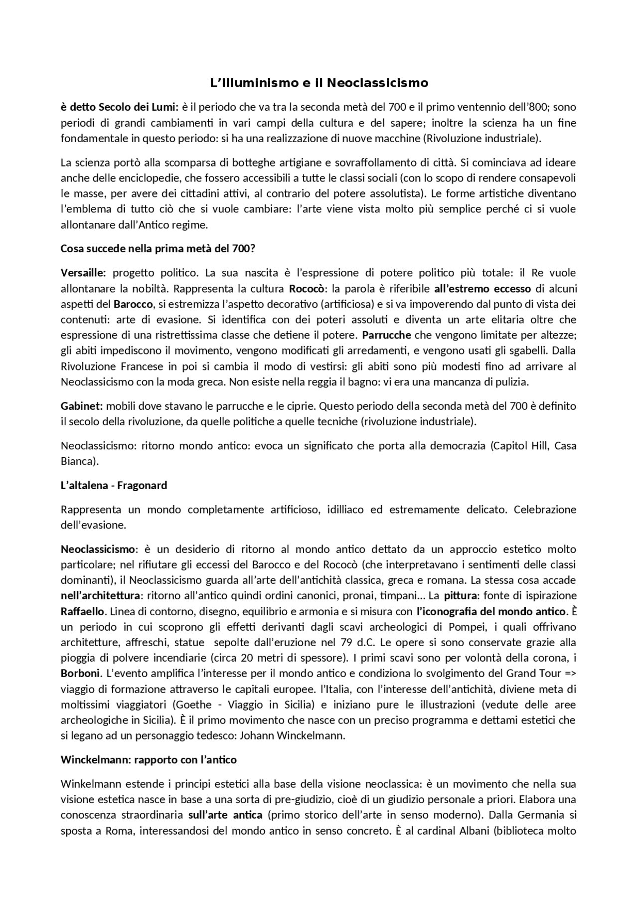 Illuminismo E Neoclassicismo Docsity