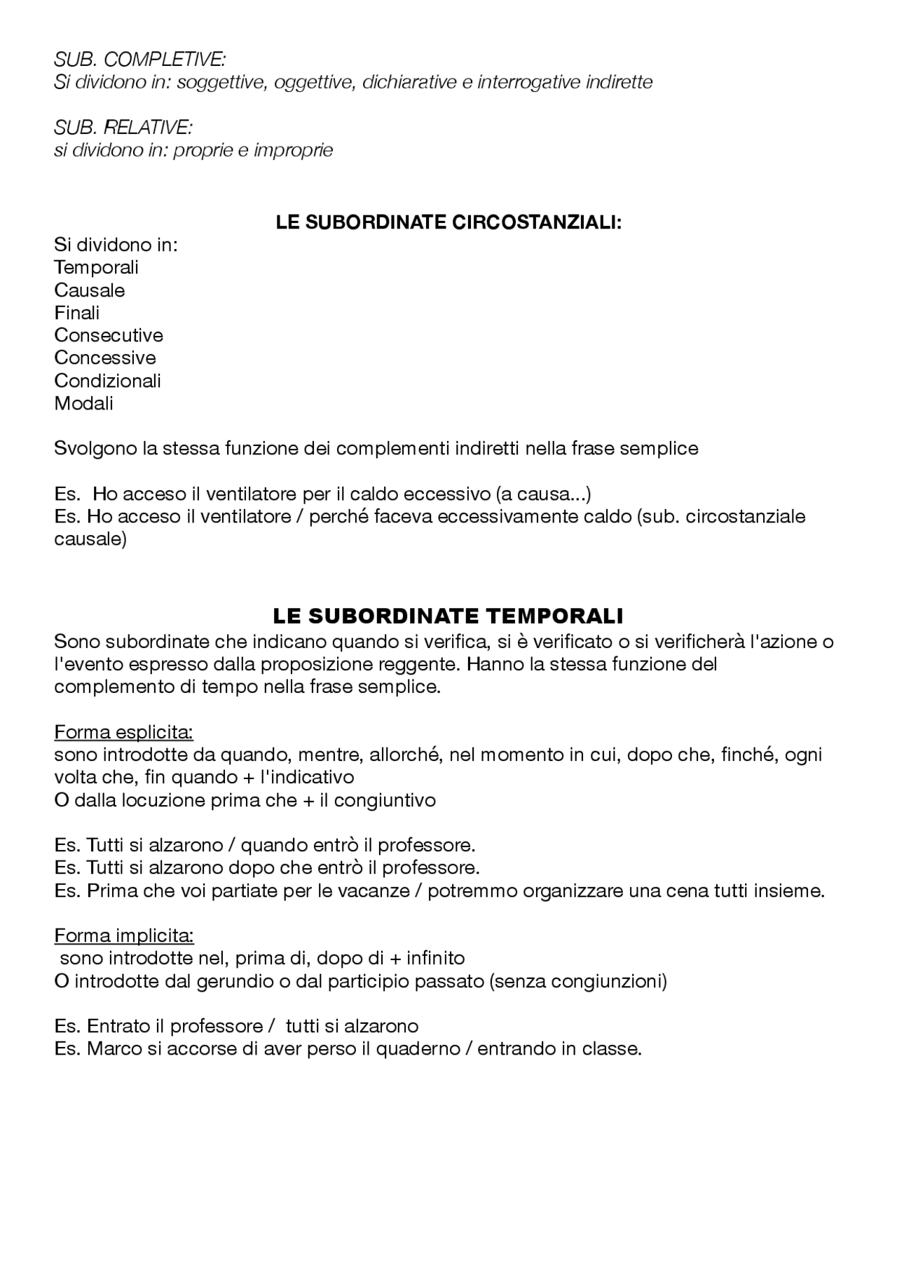 Le subordinate circostanziali - Docsity