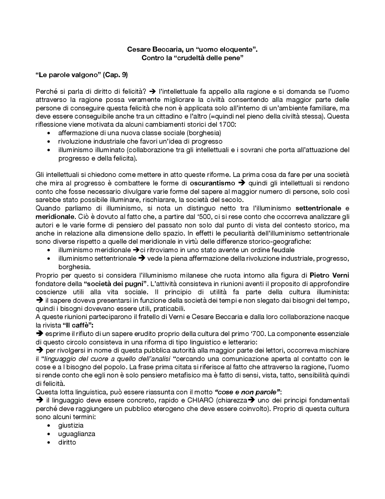 Appunti Illuminismo Cesare Beccaria Docsity