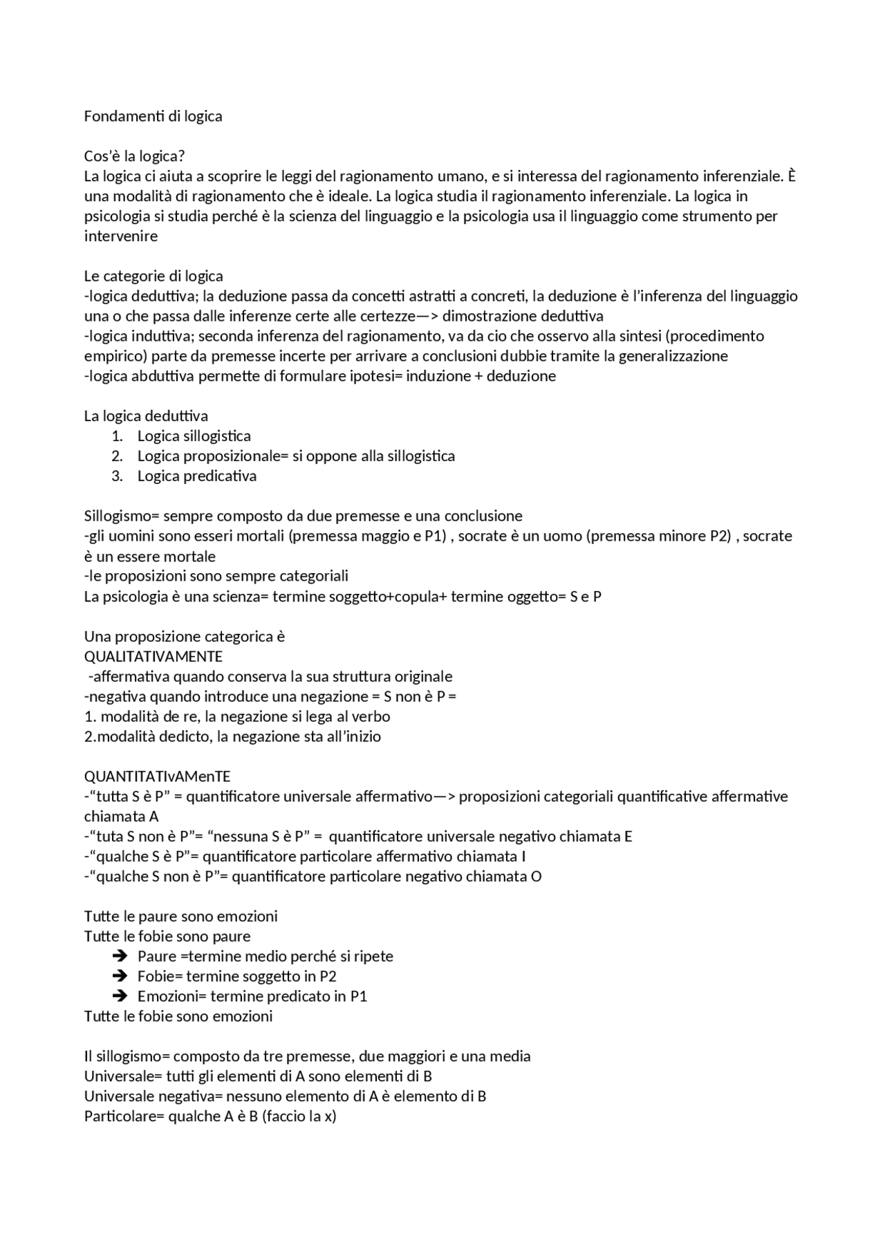 Logica Esempi Di Esercizio Schemi E Mappe Concettuali Di Logica Docsity