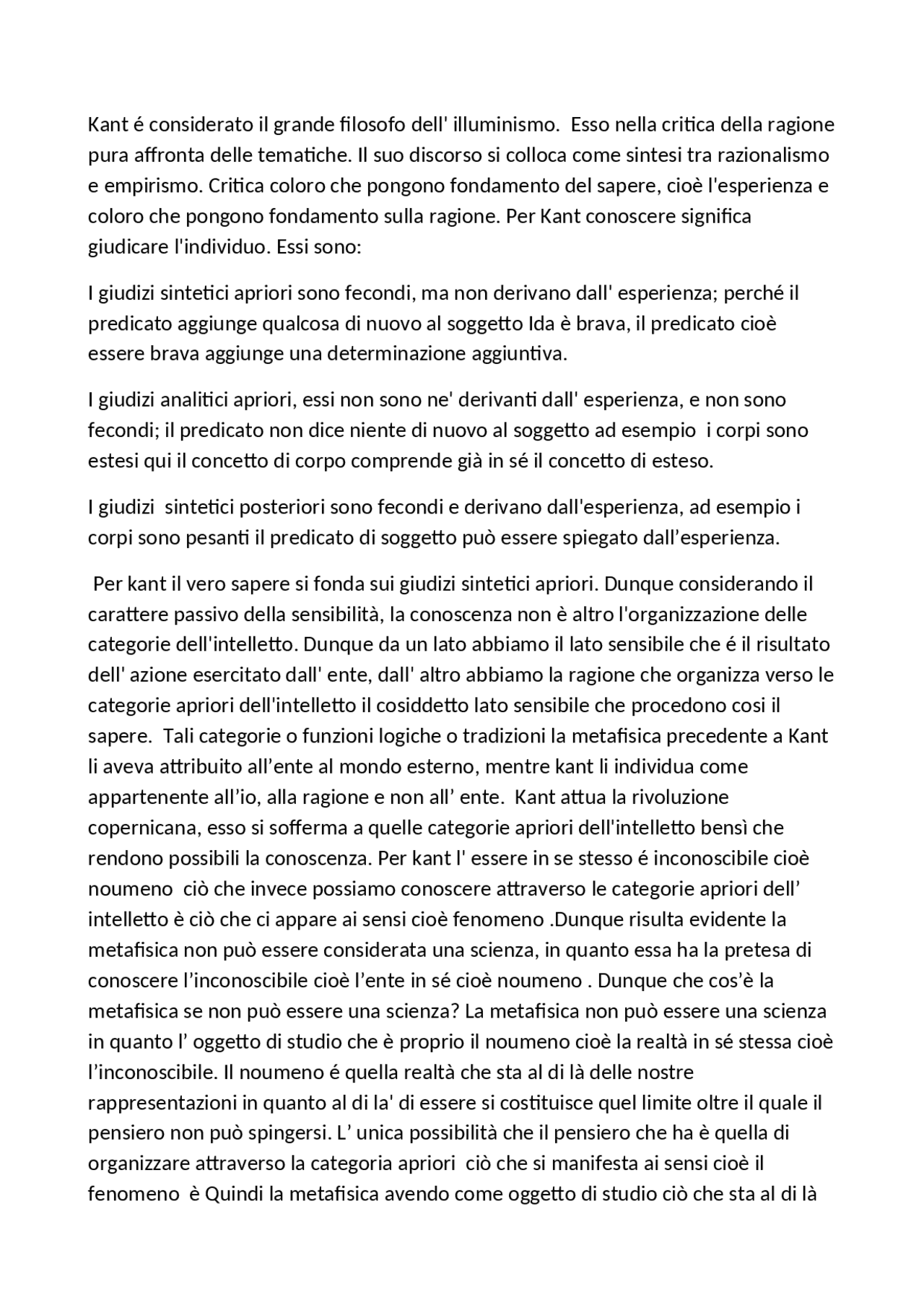 Appunti Filosofa Kant Docsity