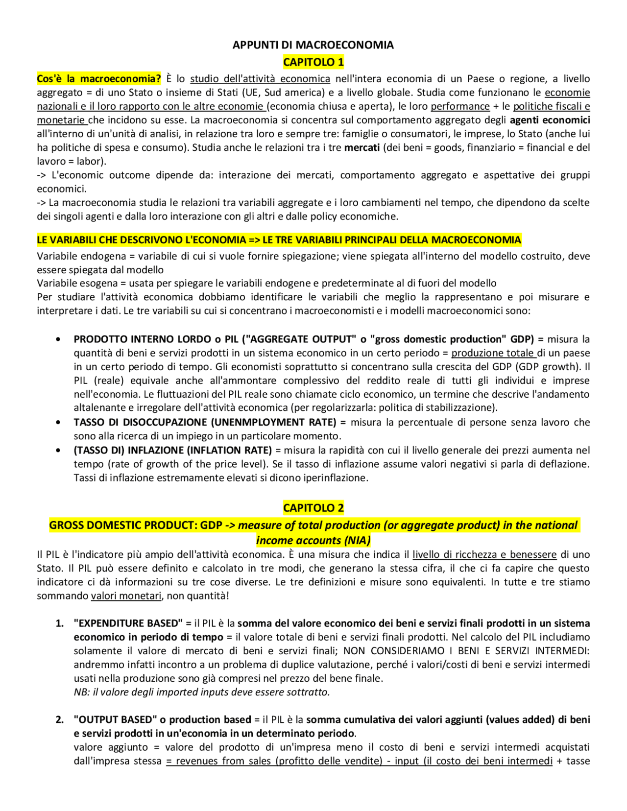Riassunto Macroeconomia Completo Docsity