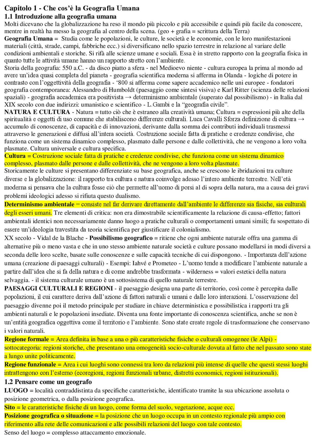 Geografia Umana Un Approccio Visuale Docsity