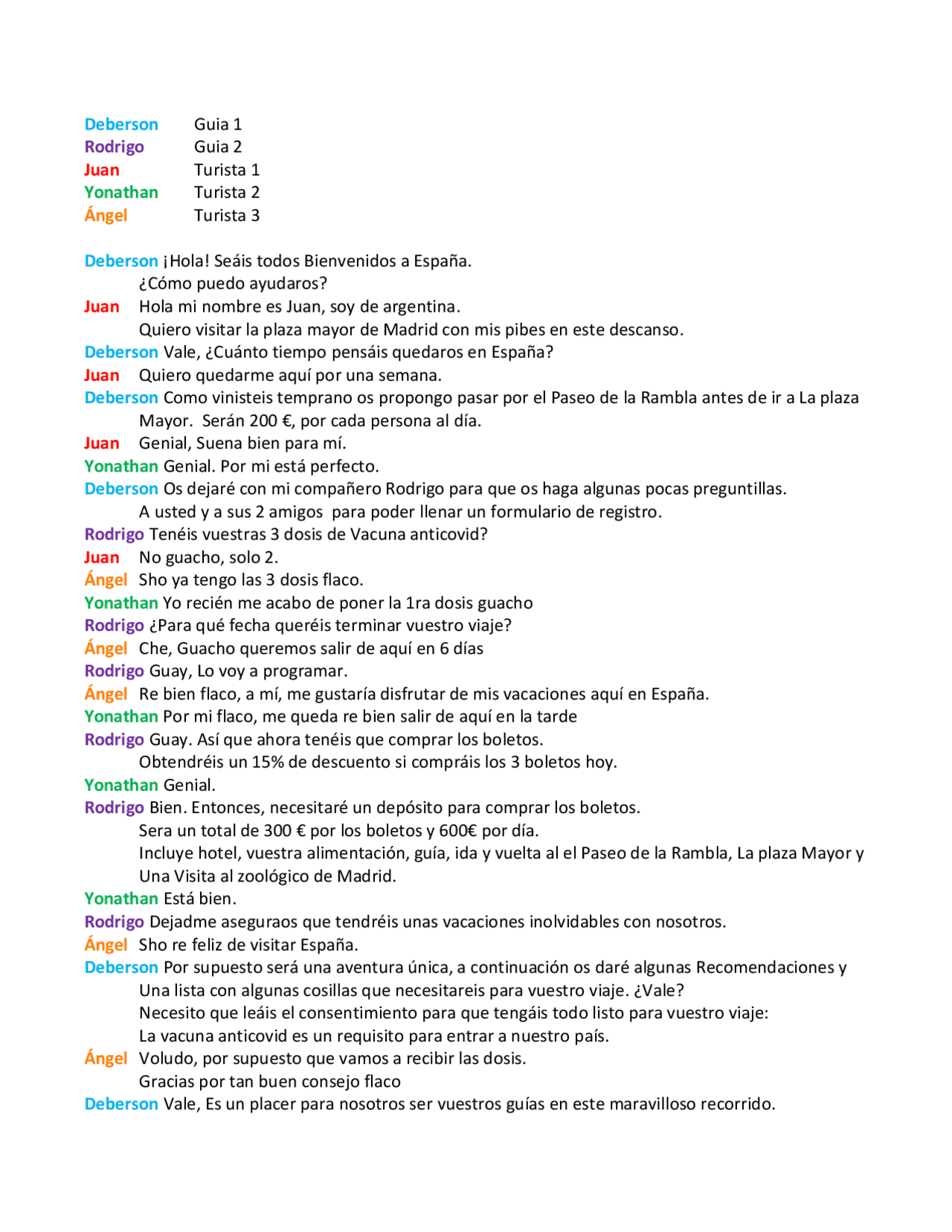 Conversacion De 5 personas, Conversacion de Turistas argentinos y guias ...