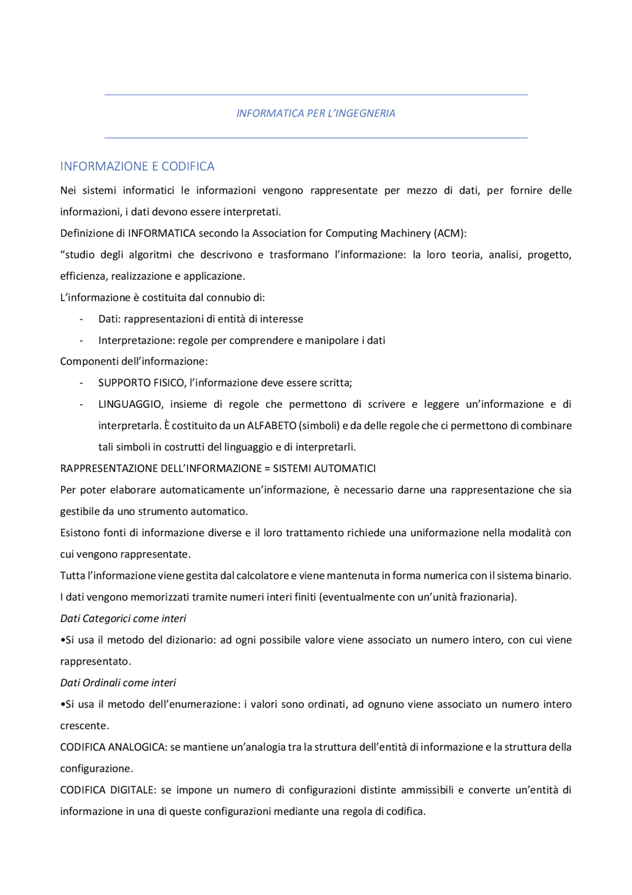 Informatica Per Lingegneria Docsity