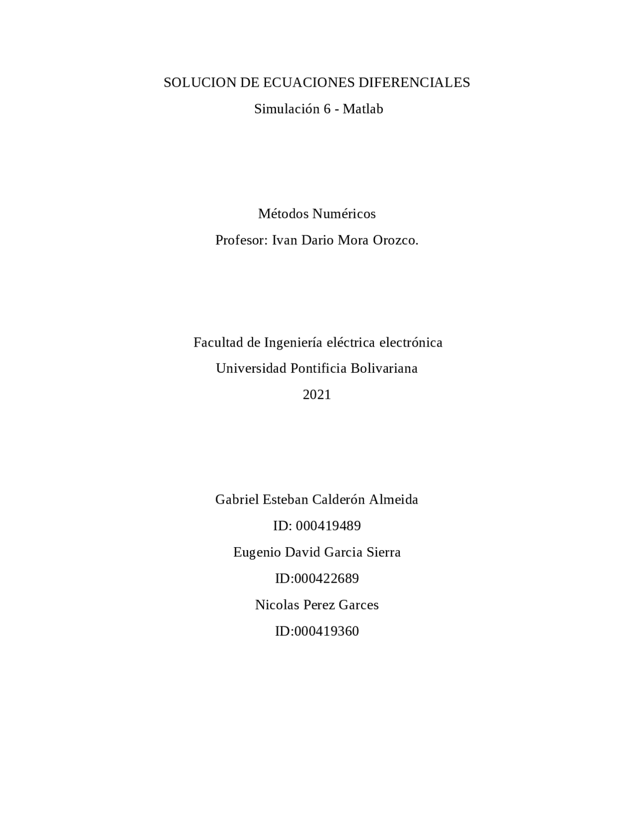 Solución Matlab Métodos Númericos Docsity