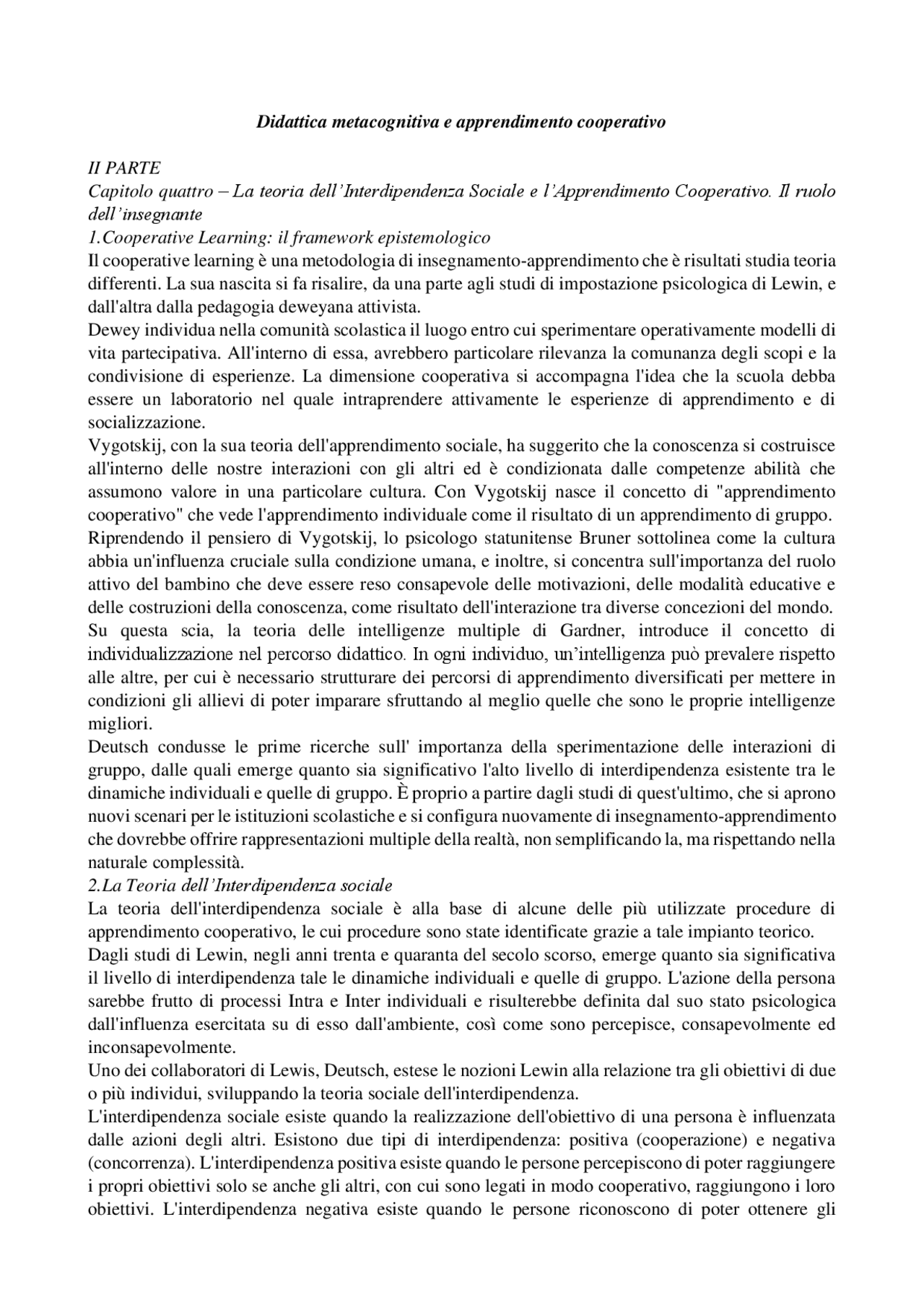 Didattica Metacognitiva Docsity