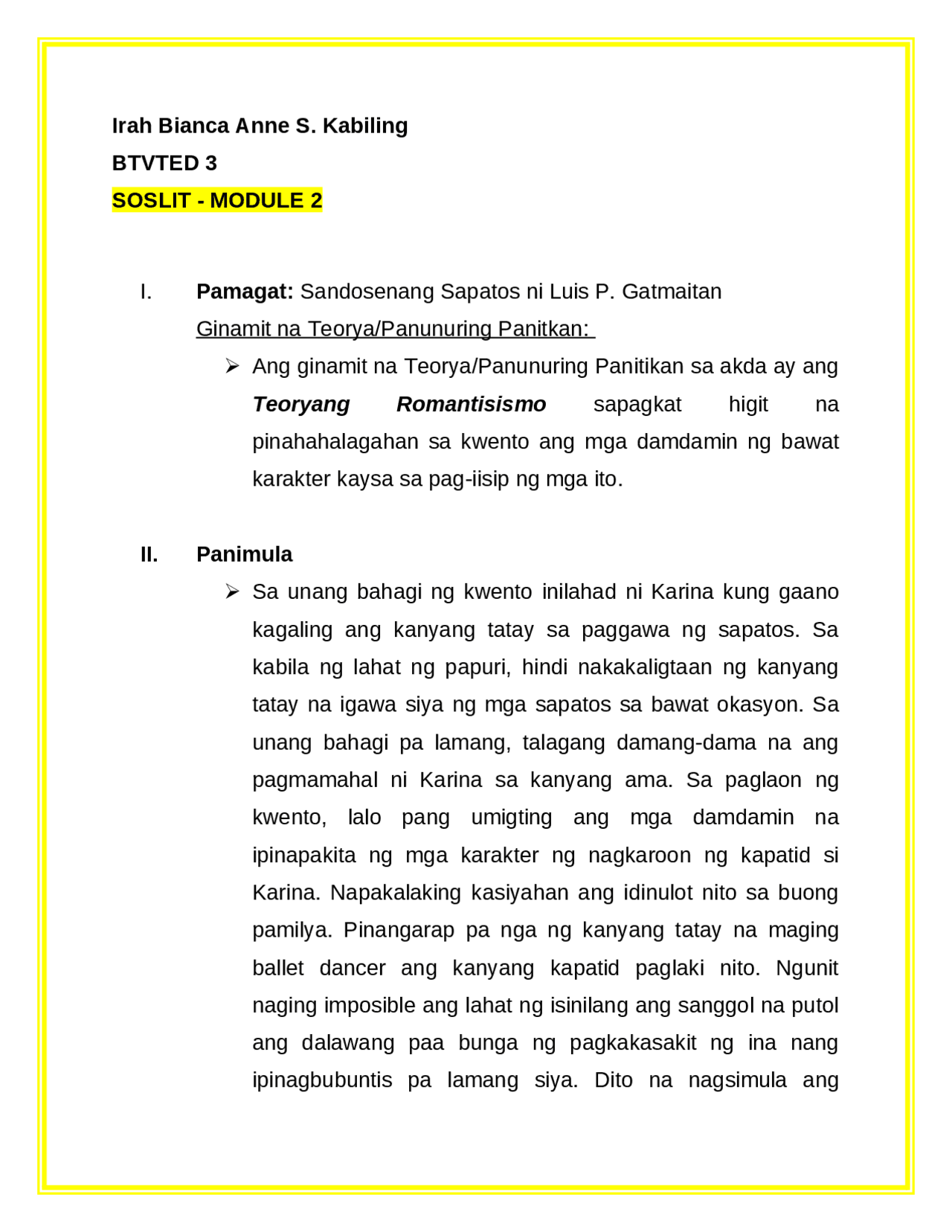 MODULE 2 SOSLIT_MODULE 2 - Docsity