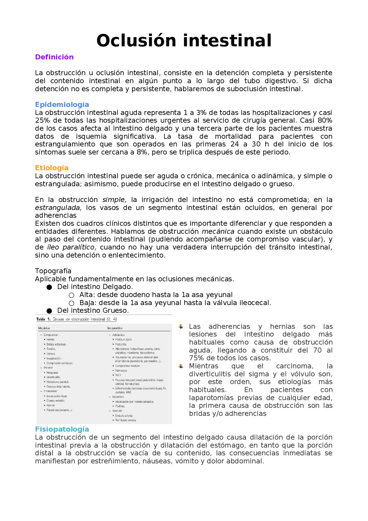 Oclusion intestinal - Docsity