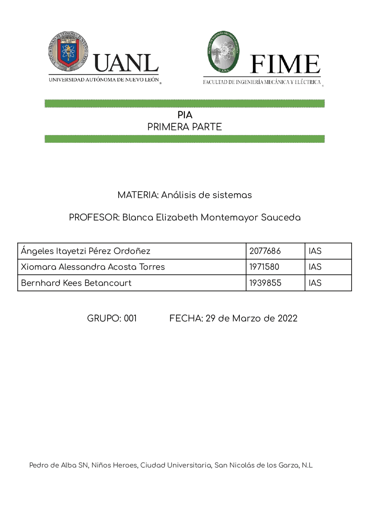 Pia Primera Parte Del Pia Que Se Encarga De La Fase 1 A 3 Ejercicios