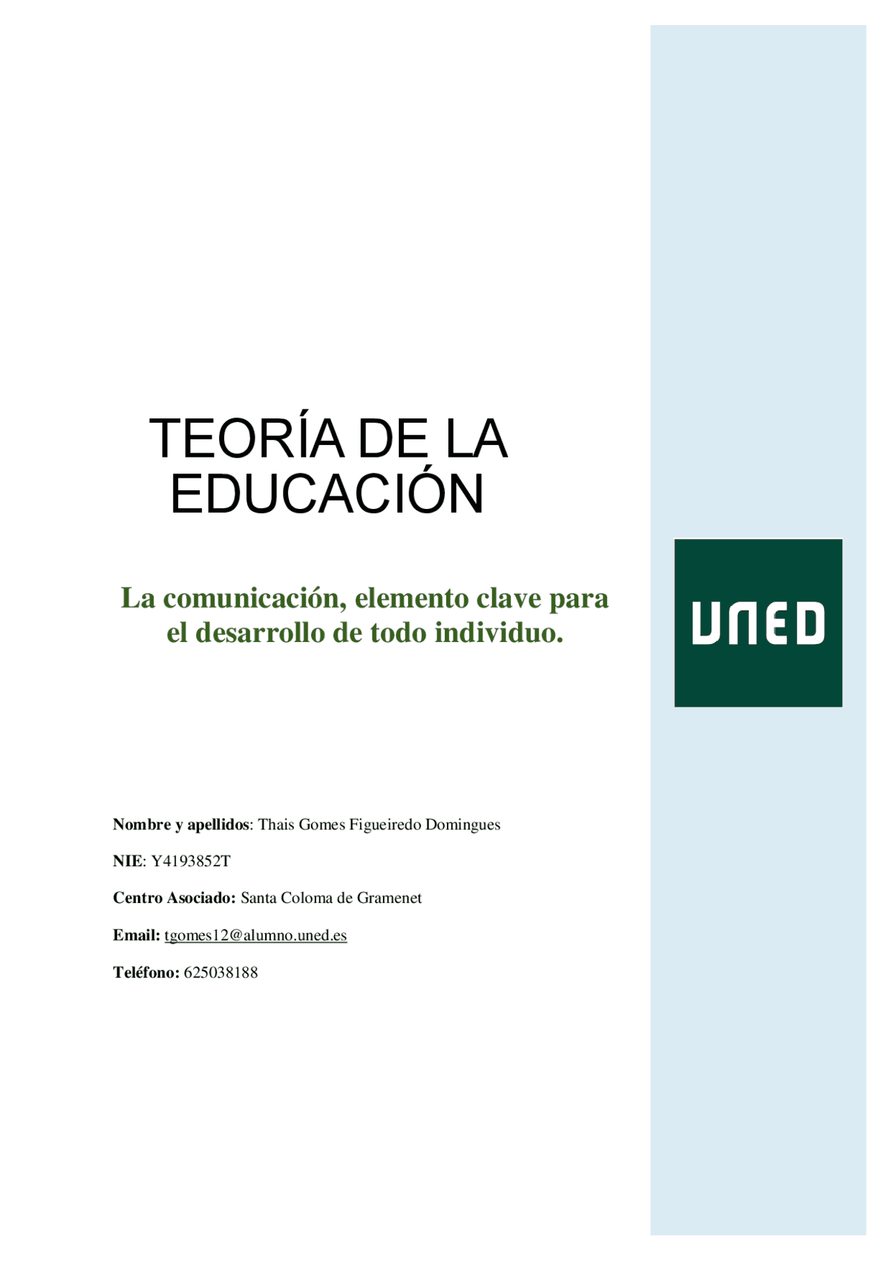Pec Teoria De La Educacion Ejercicios De Teoría Social Docsity