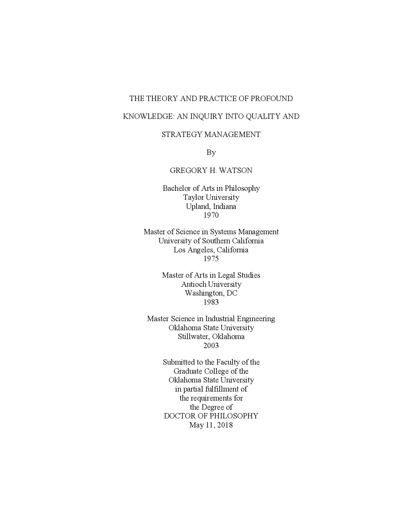 Theory and Practice of Profound Knowledge - Docsity