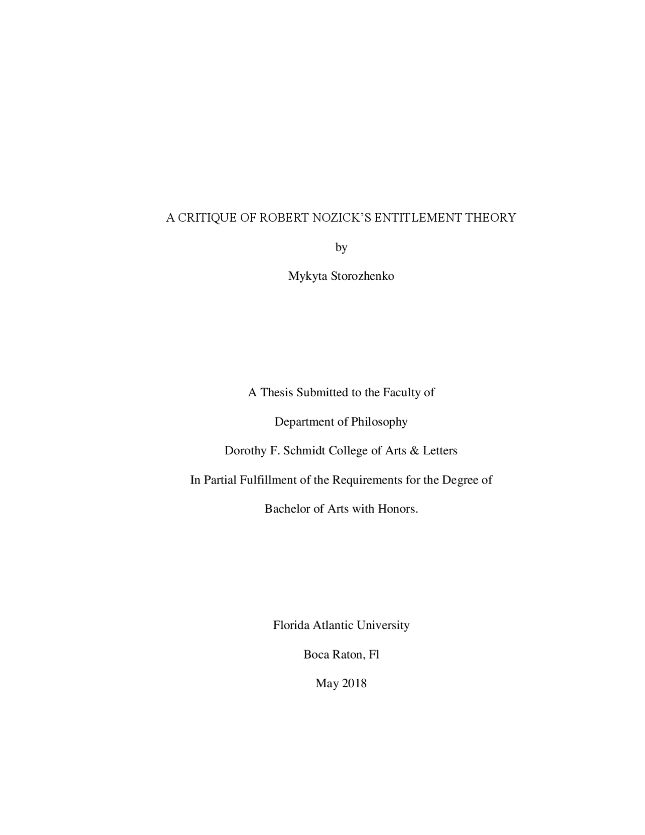A Critique of Robert Nozick's Entitlement Theory | Thesis Political ...