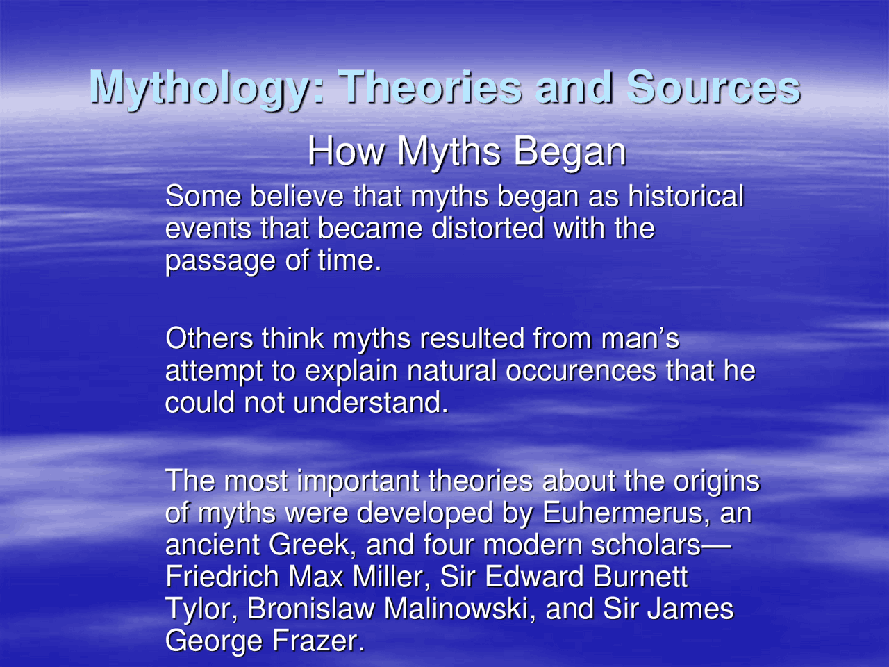 Mythology theories and Sources - Docsity