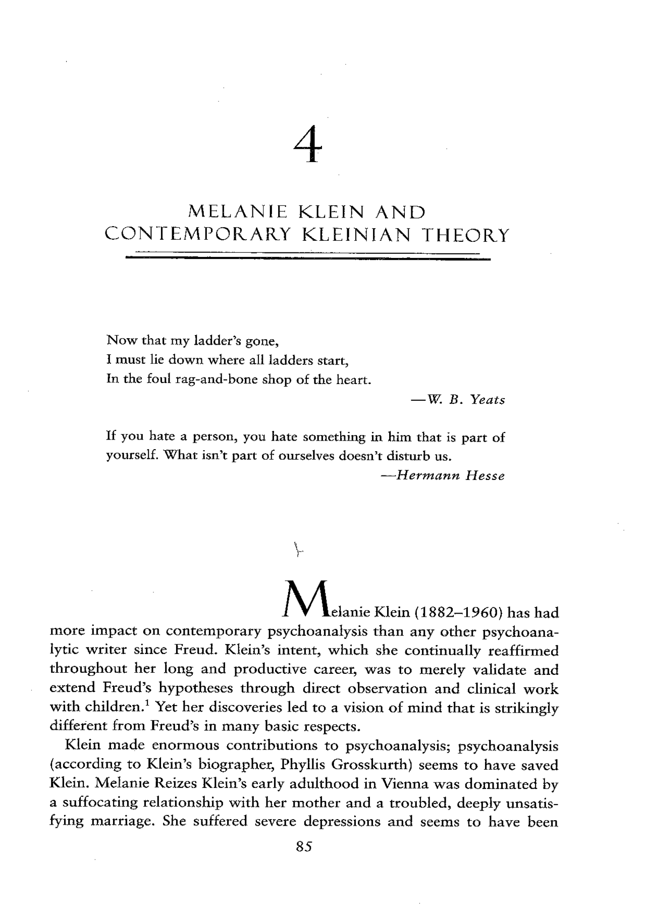 Melanie Klein And Contemporary Kleinan Theory Docsity