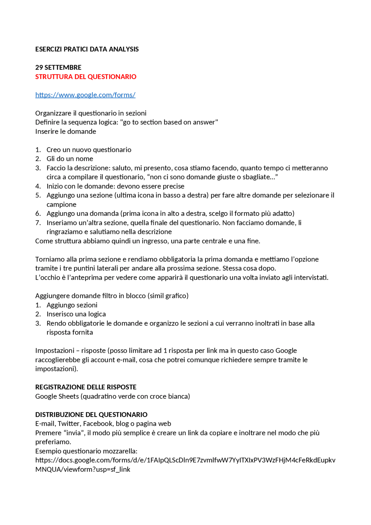 Parte Pratica Data Analysis Primo Ciclo Primo Semestre Iulm Docsity