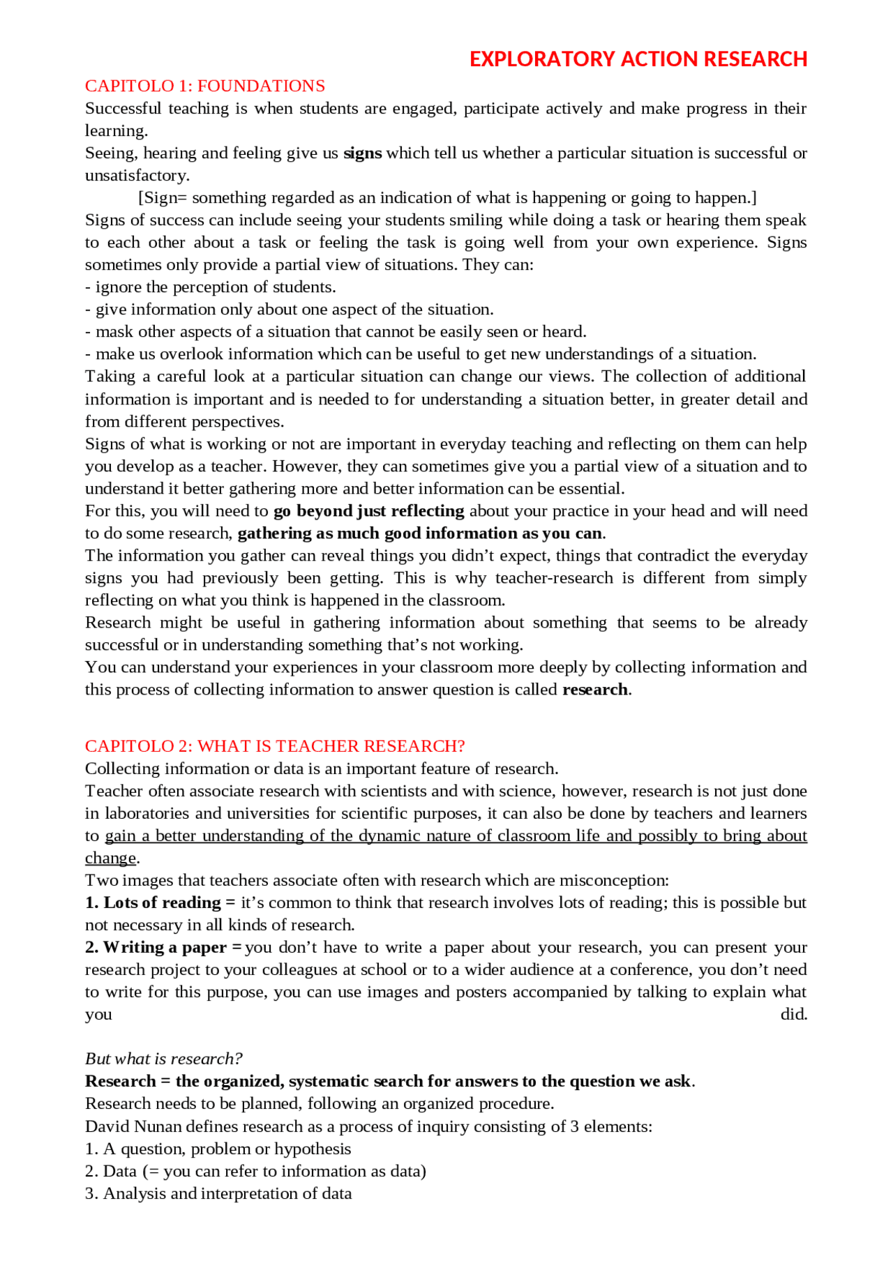 Exploratory Action Research - Docsity