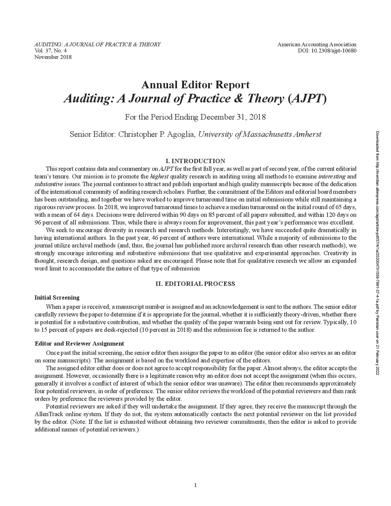 Auditing: A Journal of Practice & Theory - Docsity