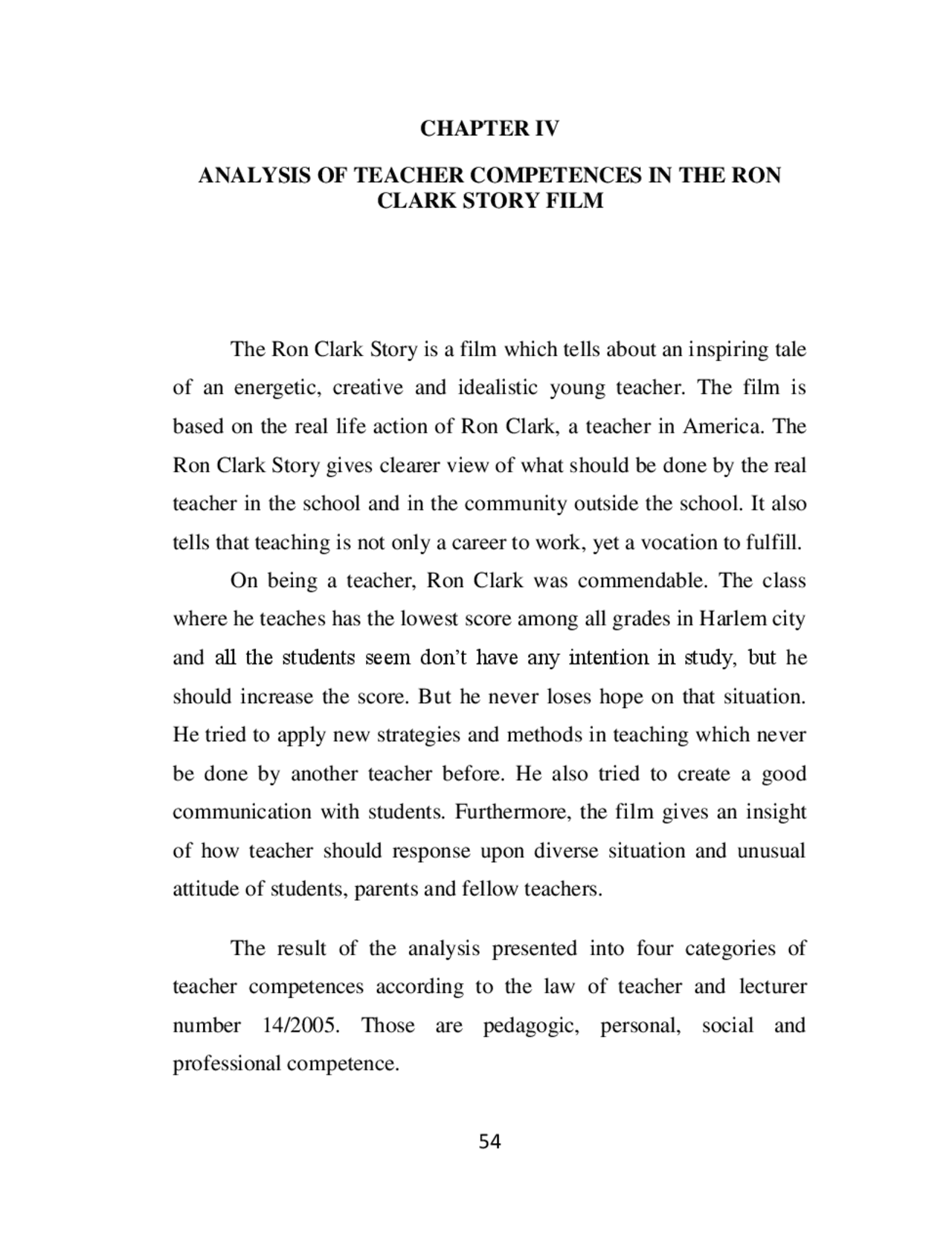 Analysis of teacher competences in the Ron Clark story film - Docsity