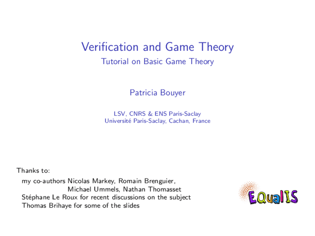 Verification And Game Theory Tutorial On Basic Game Theory Docsity
